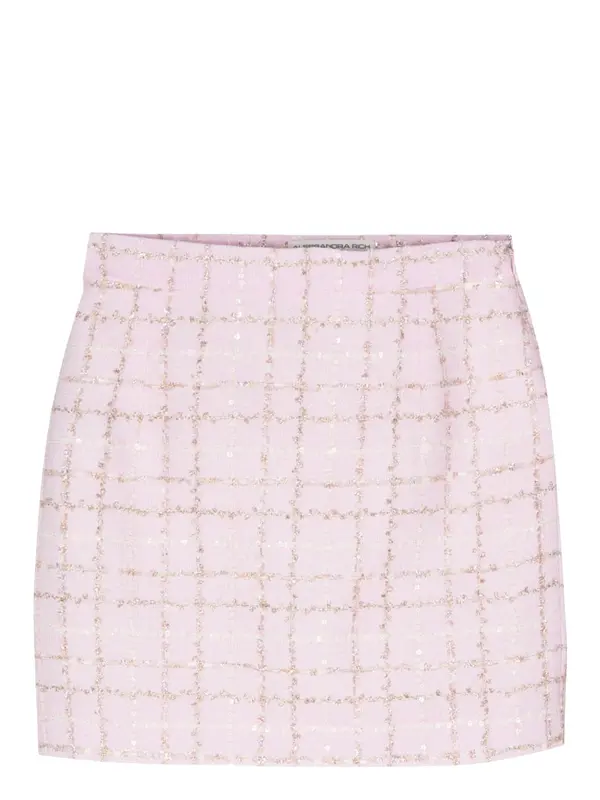 Alessandra Rich Sequin-embellished Tweed Mini Skirt - Pink