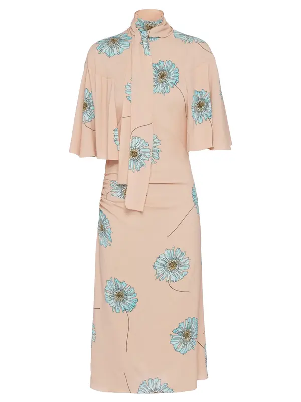 Prada Floral-print Pencil Dress - Neutrals