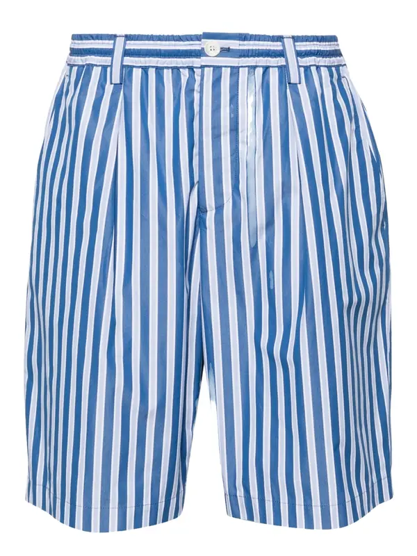 Marni Striped Cotton Bermuda Shorts - Blue