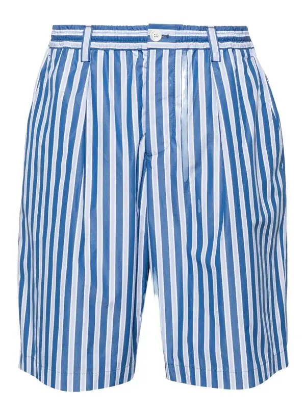 Marni Striped Cotton Bermuda Shorts - Blue