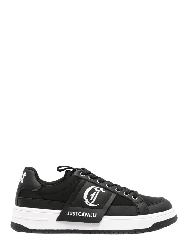Just Cavalli Logo-print Leather Sneakers - Black