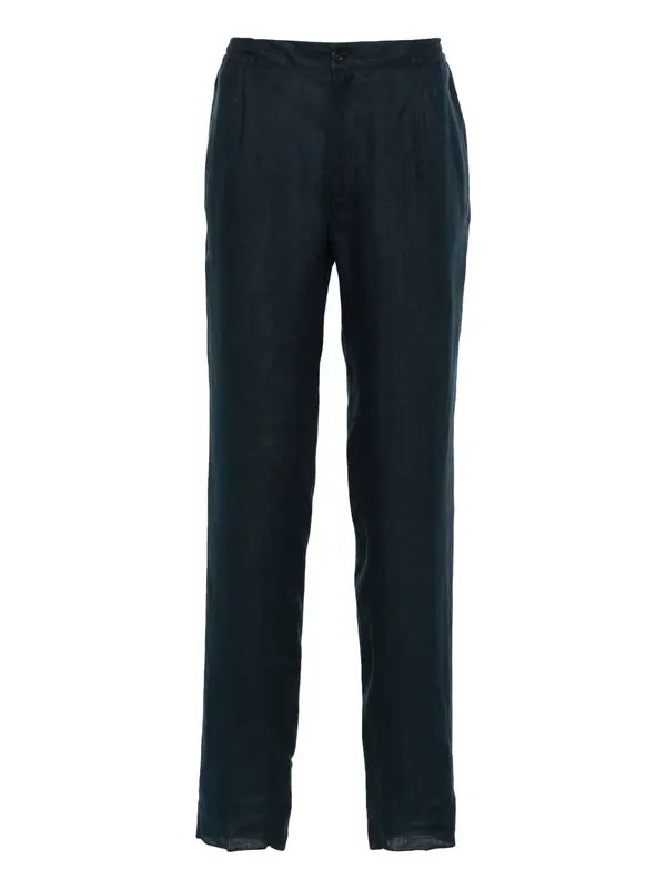 Kiton Linen Tapered Trousers - Blue