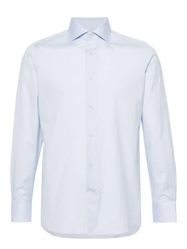 Zegna Spread-collar Poplin Shirt - Blue