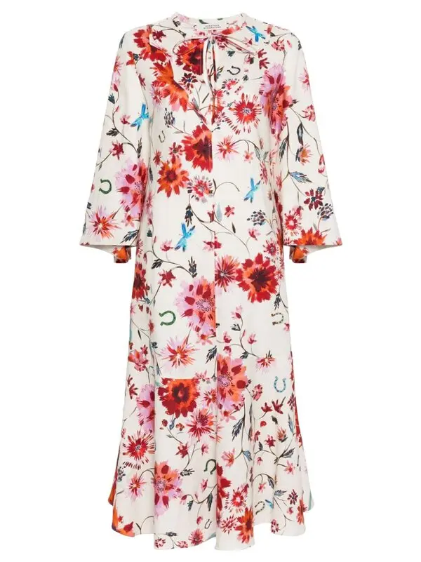 Dorothee Schumacher Floral-print Linen Midi Dress - Neutrals