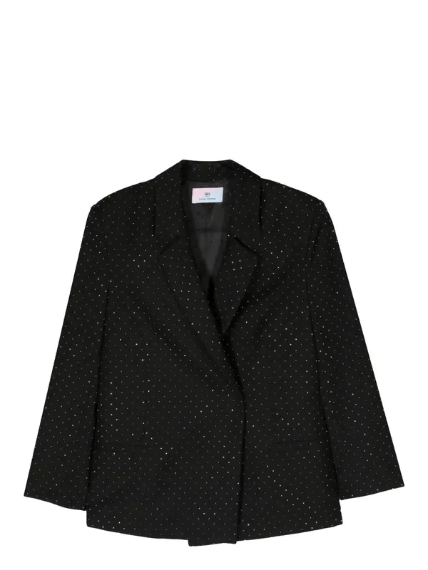 CHIARA FERRAGNI Rhinestone-embellished Double-breasted Blazer - Black