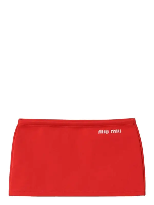 Miu Miu Mini Skirt With Embroidered Logo - Red