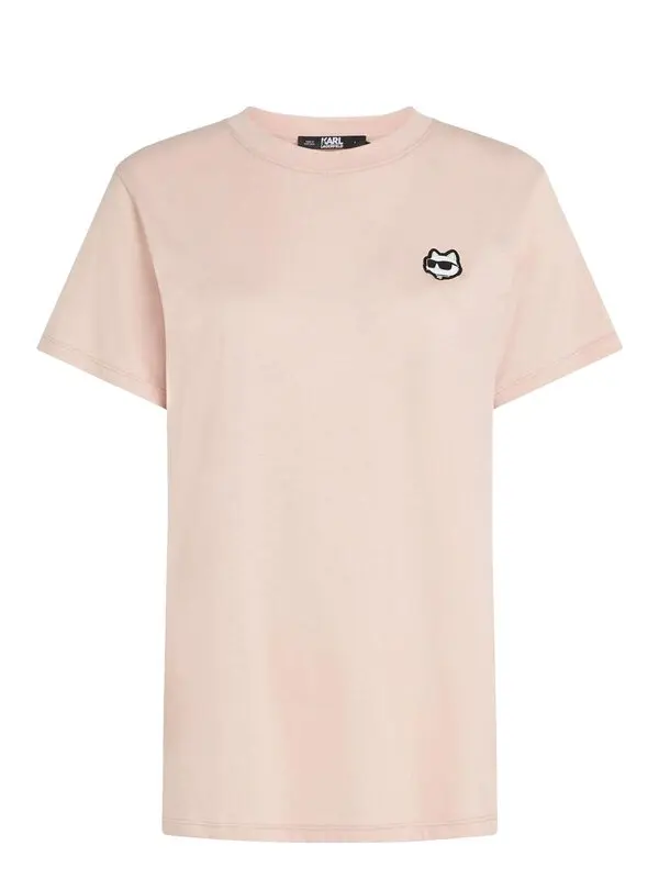 Karl Lagerfeld Ikon Logo-appliqué T-shirt - Pink