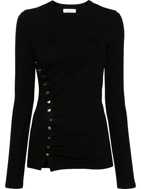 Rabanne Asymmetric Studded T-shirt - Black