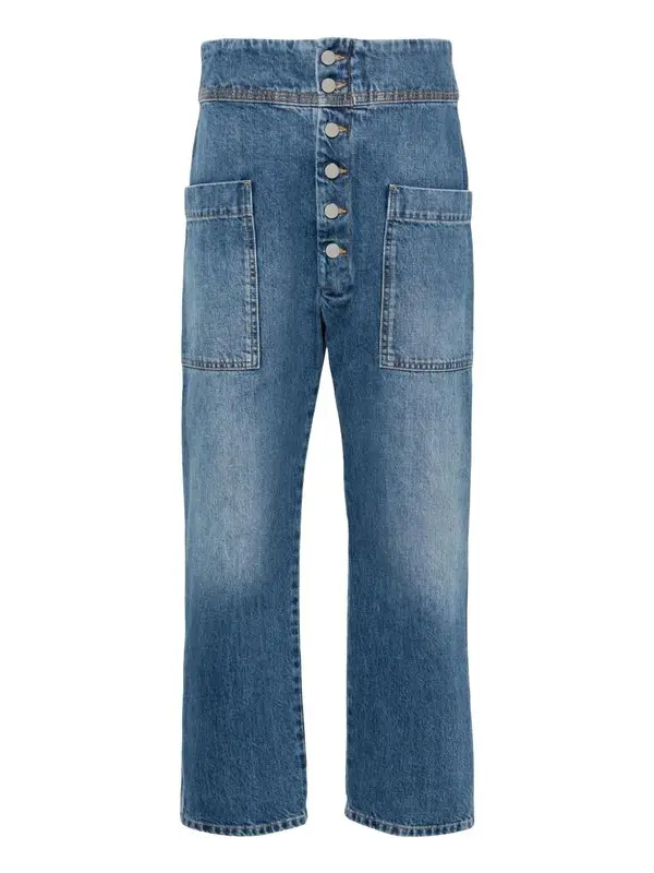 Plan C High-rise Boyfriend Jeans - Blue