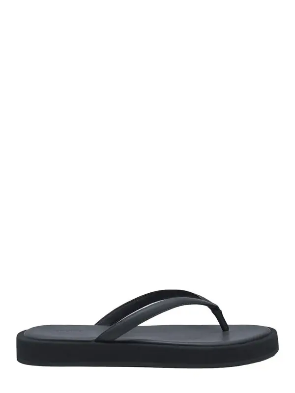 12 STOREEZ Leather Thong Sandals - Black