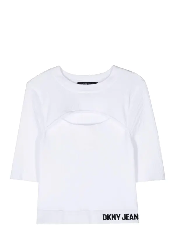Dkny Cut-out Ribbed-knit Top - White