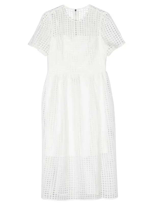 Dkny Mesh Flared Midi Dress - White