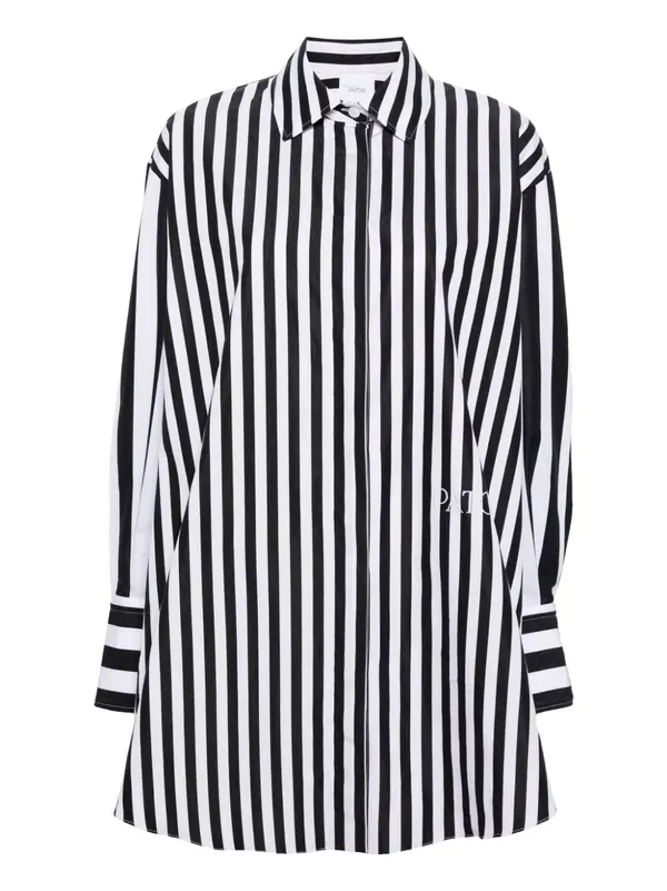 Patou Logo-embroidered Striped Shirt - Black