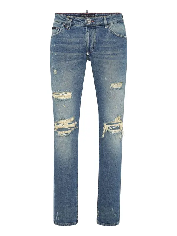 Philipp Plein Ripped-detail Skinny Jeans - Blue