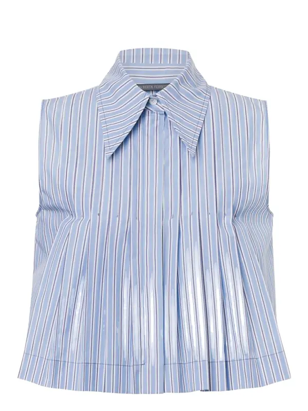 Alberta Ferretti Striped Cropped Top - Blue