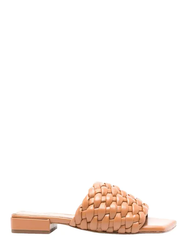 SOULIERS MARTINEZ Aster Interwoven Leather Sandals - Brown