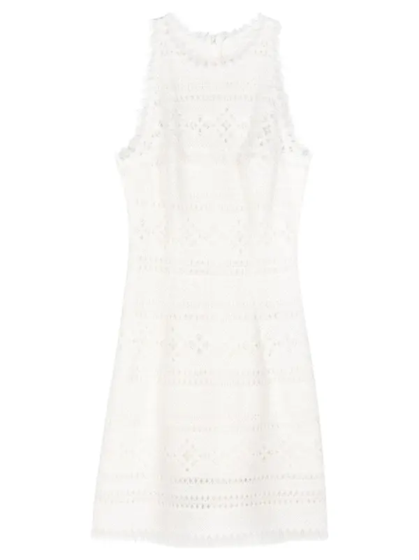 Ermanno Scervino Fringed Knitted Mini Dress - White