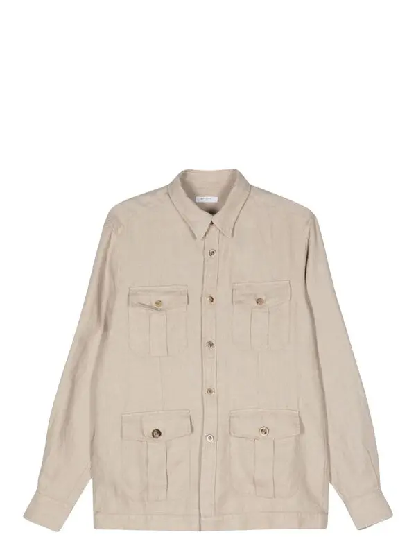 Boglioli Herringbone Linen Shirt - Neutrals