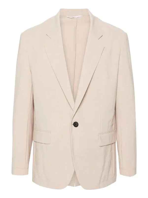 Hugo Seersucker Single-breasted Blazer - Neutrals