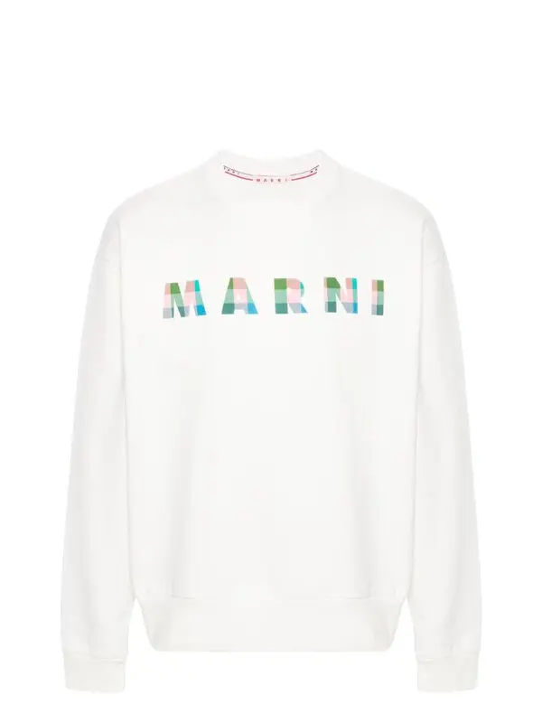 Marni Logo-print Cotton Sweatshirt - Neutrals
