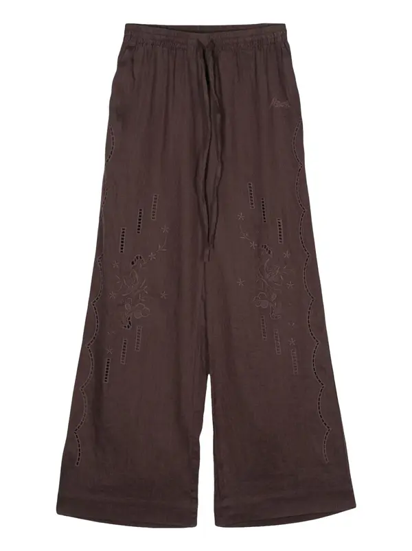 P.a.r.o.s.h Broderie Anglaise Linen Trousers - Brown