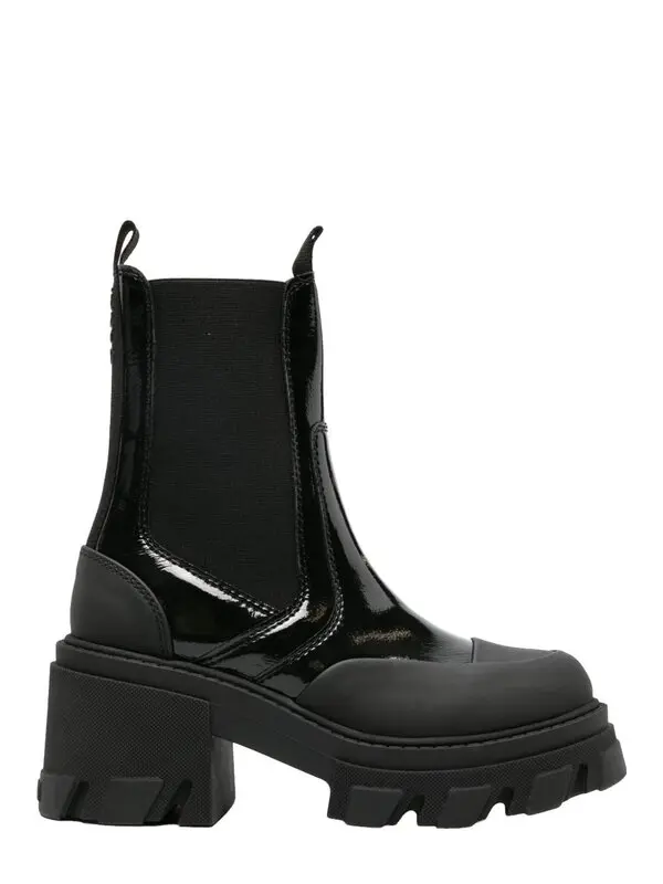 GANNI Patent-finish Chunky Boots - Black