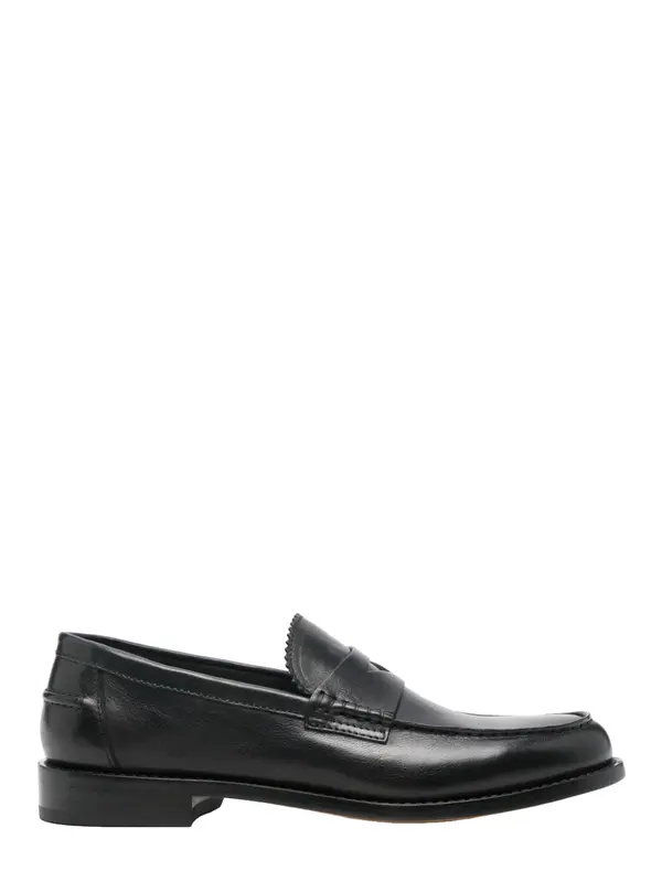 DOUCAL'S Pebbled-leather Loafers - Black