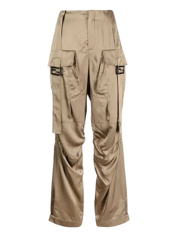 Fendi Satin Cargo Trousers - Brown