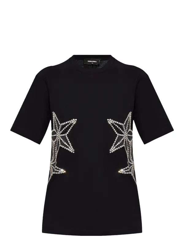 Dsquared2 Crystal-embellished Cotton T-shirt - Black