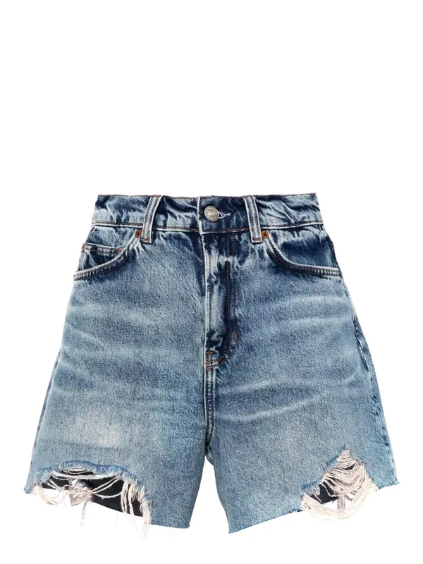 REFORMATION Acid Wash Denim Shorts - Blue