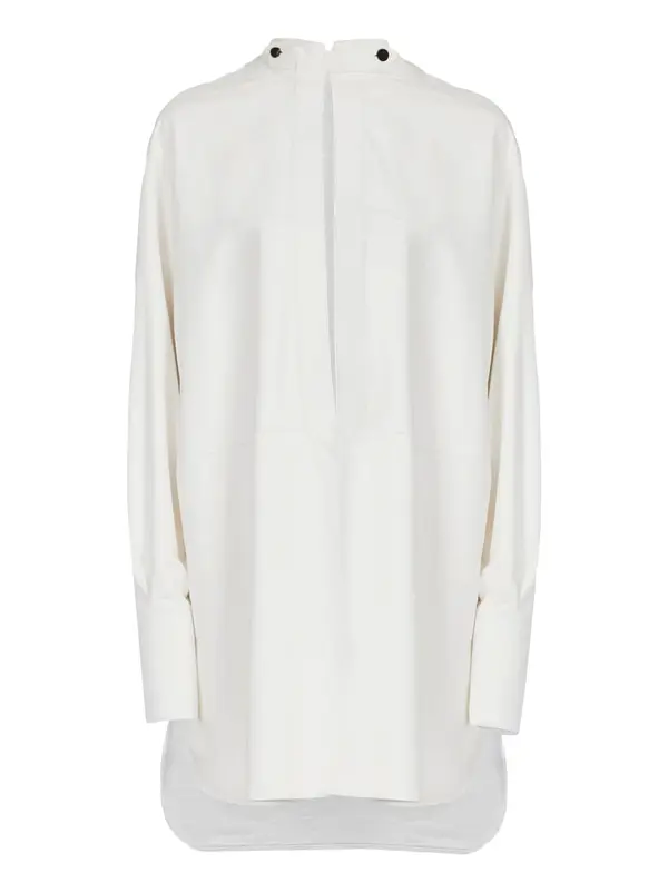 FERRAGAMO Frog-collar Long-sleeved Kaftan - White
