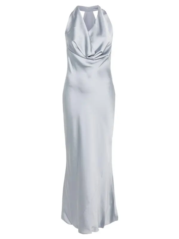 Norma Kamali Halterneck Maxi Dress - Silver