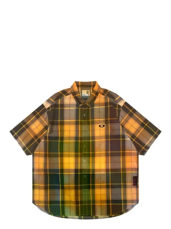 AAPE BY *A BATHING APE® Logo-appliqué Plaid Shirt - Orange
