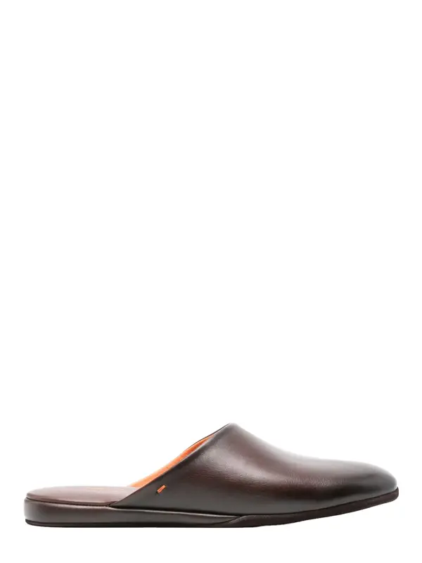 Santoni Leather Slippers - Brown