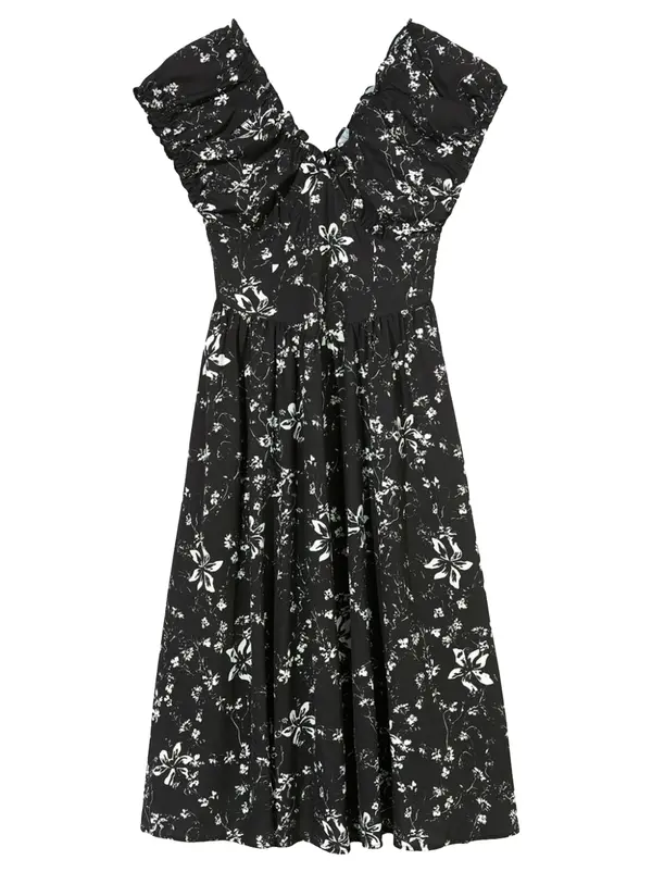 B+AB Floral-print Midi Dress - Black