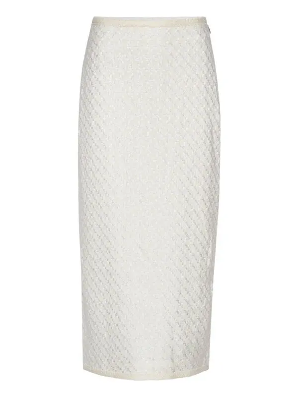 ROTATE BY BIRGER CHRISTENSEN Bouclé Pencil Skirt - Neutrals
