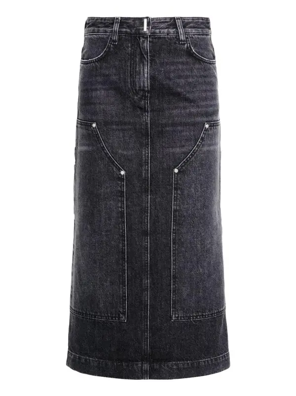 Givenchy High-rise Denim Midi Skirt - Black