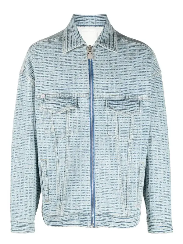 Givenchy 4g-embossed Denim Jacket - Blue