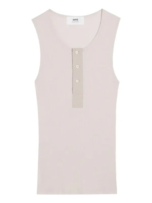 Ami Ribbed Cotton Tank Top - Neutrals