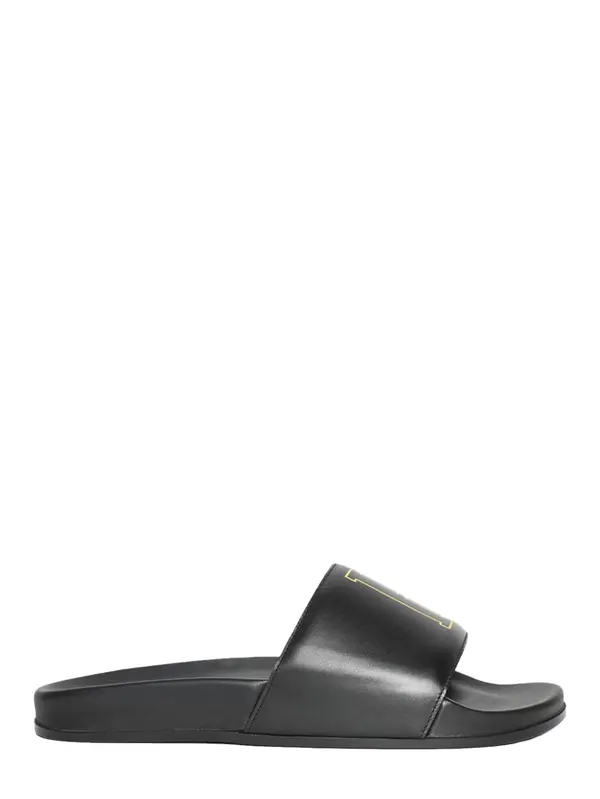 Rhude Logo-print Leather Slides - Black