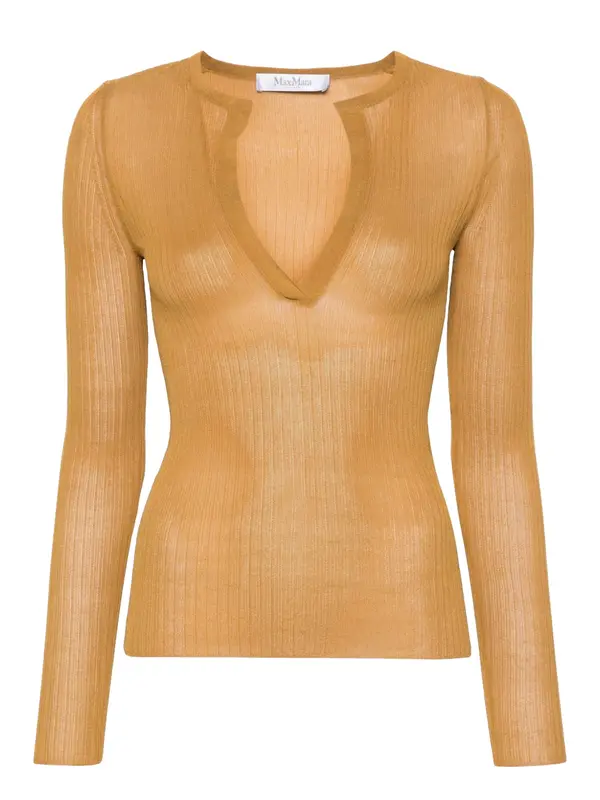 Max Mara Saggina Ribbed Silk Jumper - Brown