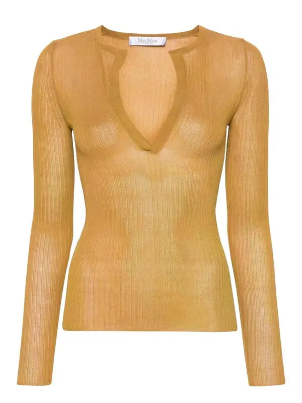 Max Mara Saggina Ribbed Silk Jumper - Yellow