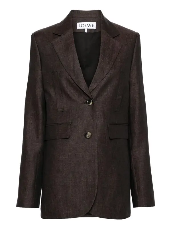 Loewe Single-breasted Linen Blazer - Brown
