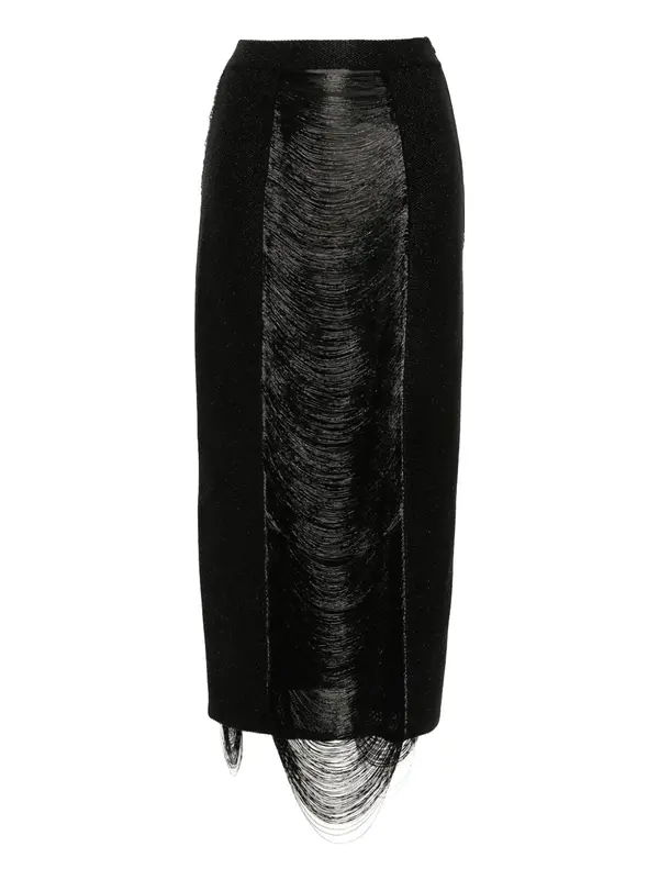 Alexander McQueen Fringe-detail Panelled Skirt - Black