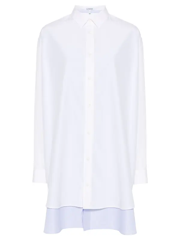 Loewe Layered Poplin Shirt Dress - White