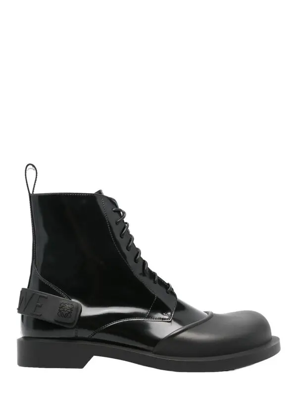 Loewe Campo Lace-up Leather Boots - Black