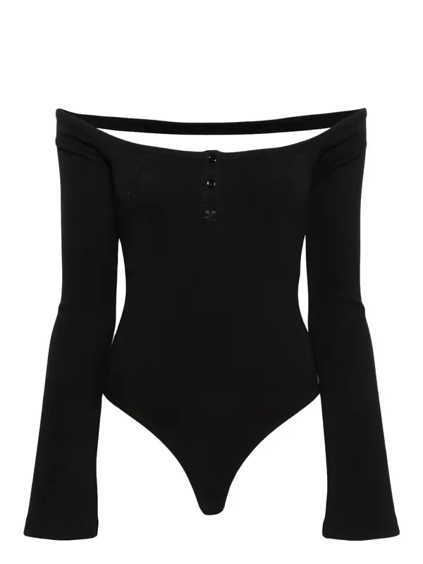 COURREGES Hyperbole 90's Cold-shoulder Bodysuit - Black
