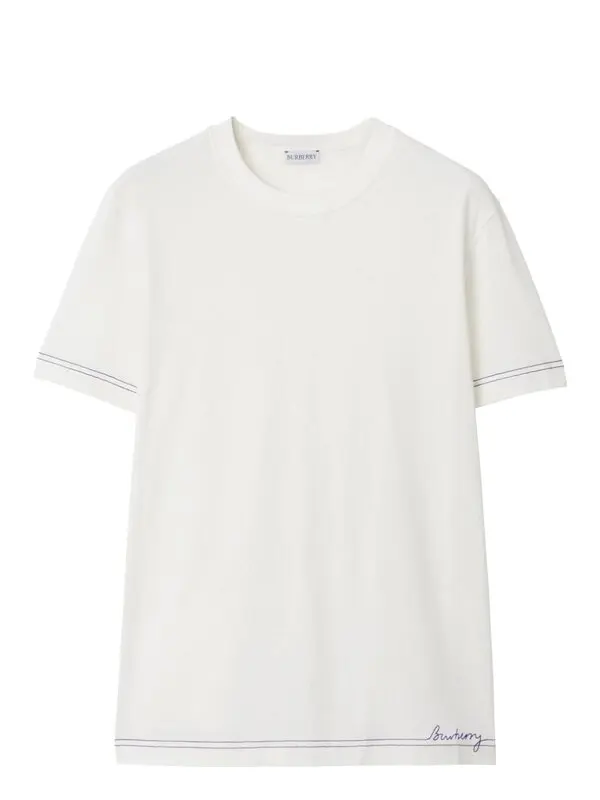 Burberry Logo-embroidered Organic Cotton T-shirt - White