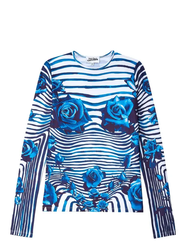 Jean Paul Gaultier Morphing Floral-print Top - Blue