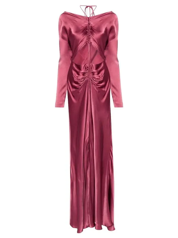 Alberta Ferretti Cut-out Satin Midi Dress - Pink
